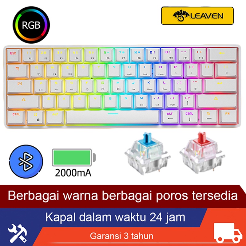 Jual LEAVEN K28 tkl mini keyboard bluetooth RGB untuk ipad android mode ganda type-c hotswap ...