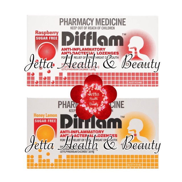 Jual Difflam Sore Throat Raspberry or Honey Lemon Anti Inflammatory ...