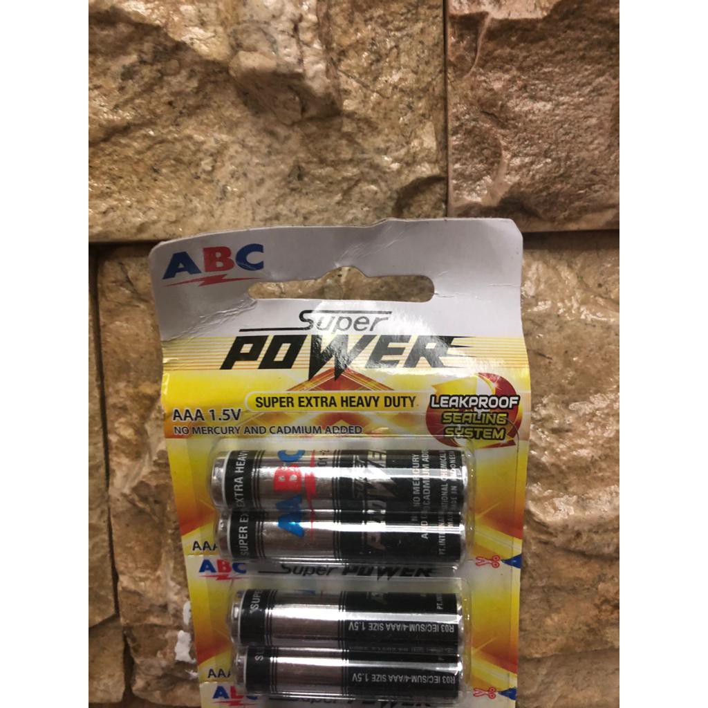 Jual Baterai ABC Super Power Hitam AAA / A3 - R03 isi 2 pcs battery ...