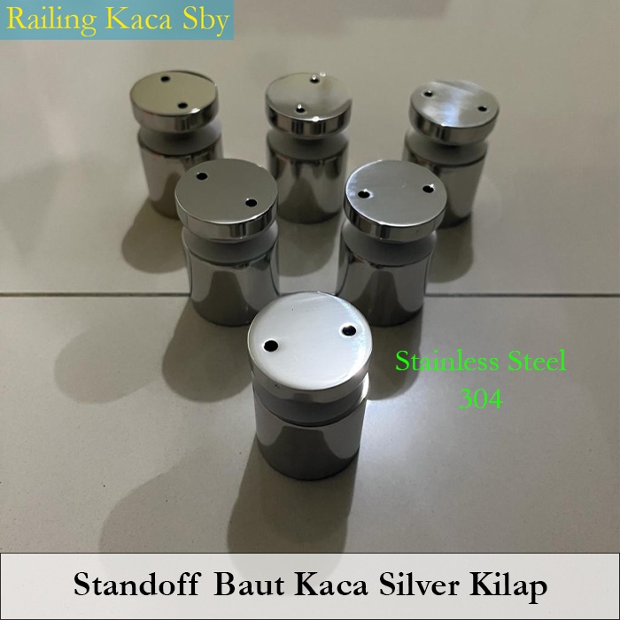 Jual PIN BAUT KACA STANDOFF GLASS RAILING KACA SILVER SS304 | Shopee ...