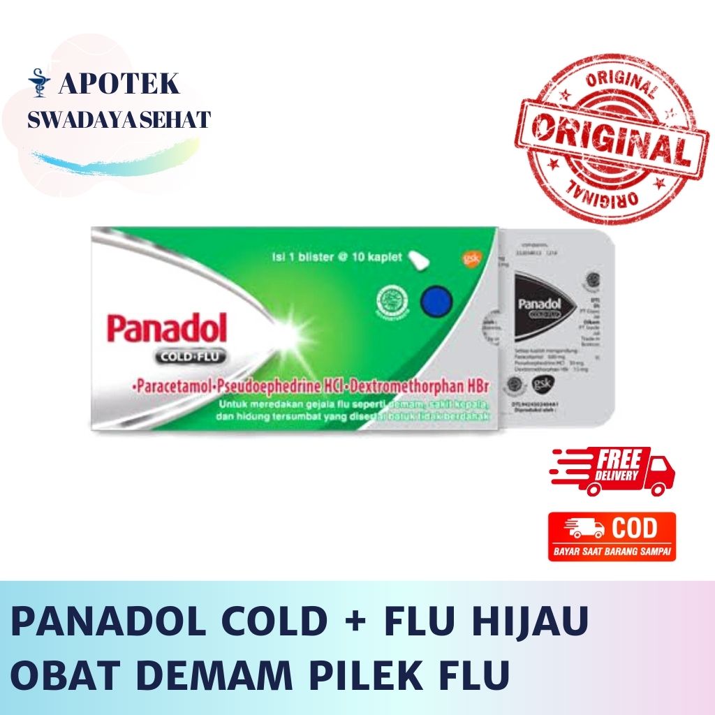 Jual PANADOL COLD + FLU HIJAU Strip Blister Isi 10 Tablet - Obat Demam ...
