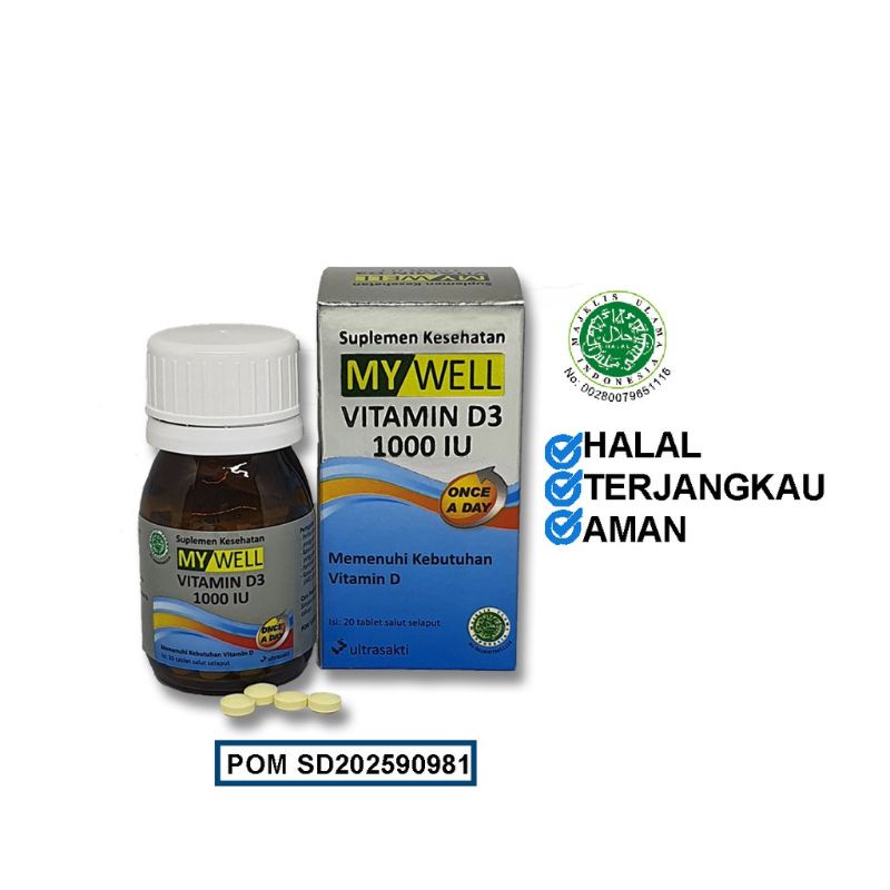 Jual MyWell Vitamin D3 1000 IU isi 20 tablet BPOM MY WELL | Shopee ...