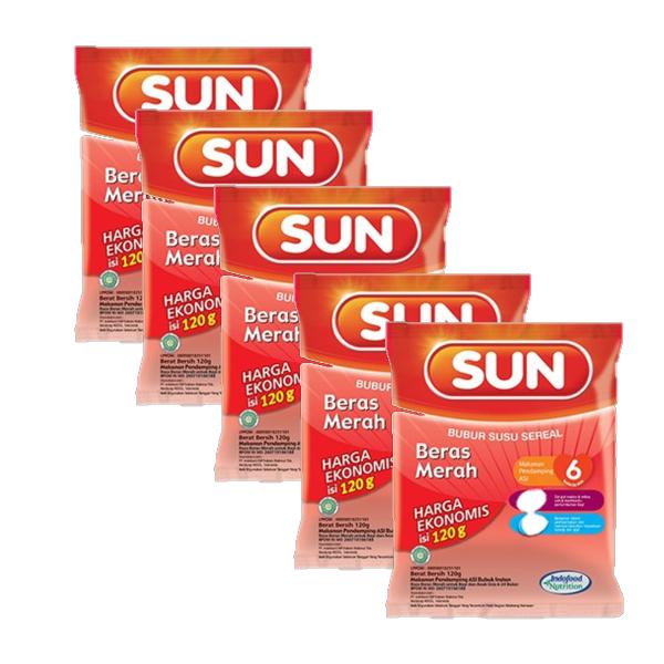 Jual SUN Beras Merah Ekonomis 5 x 120 gr Indonesia|Shopee Indonesia