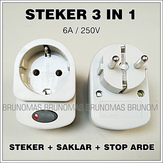 Jual Steker Listrik 3 In 1 - Stop Kontak Arde - Saklar | Shopee Indonesia