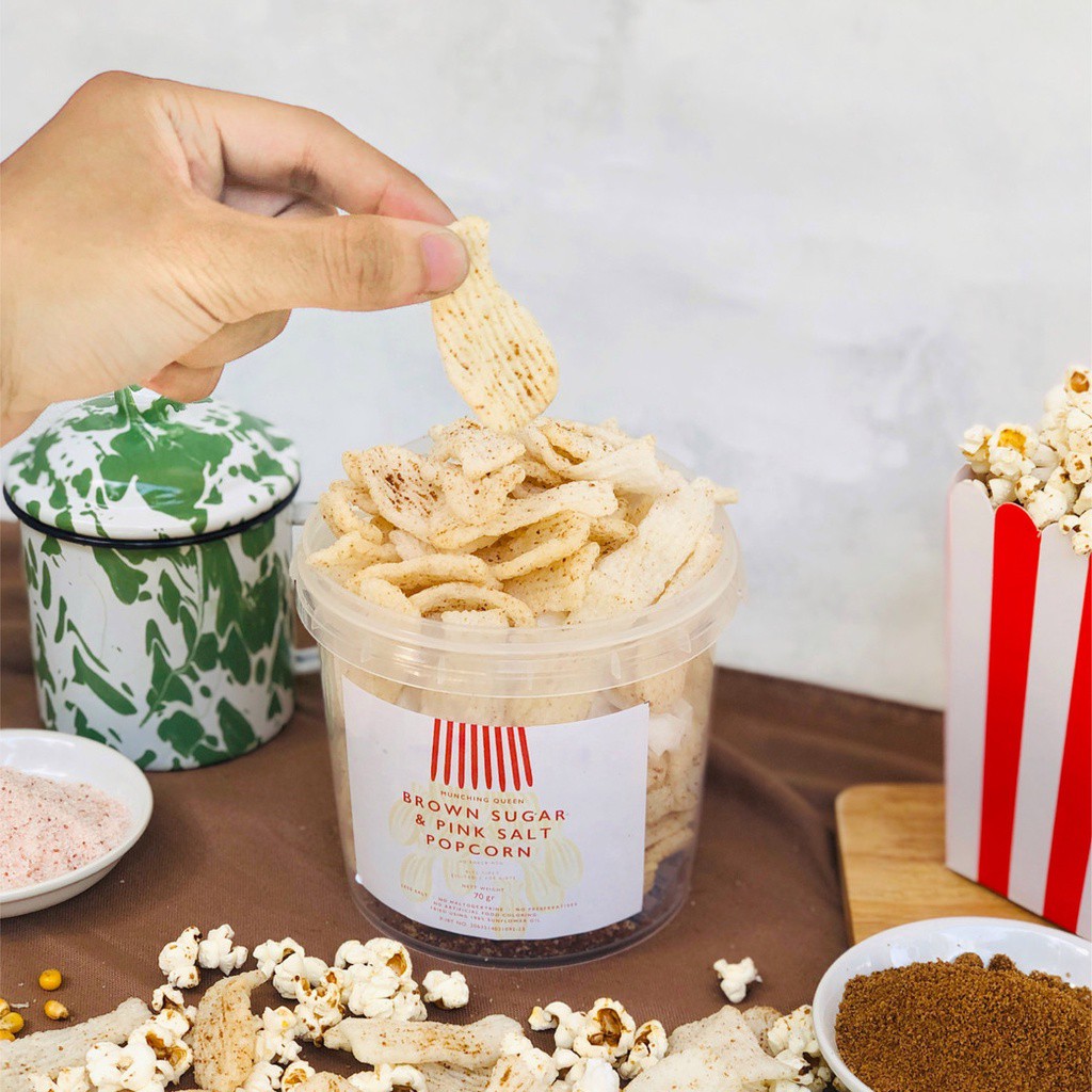 Jual Snack Sehat The Munching Queen Brown Sugar and Pink Salt Popcorn ...