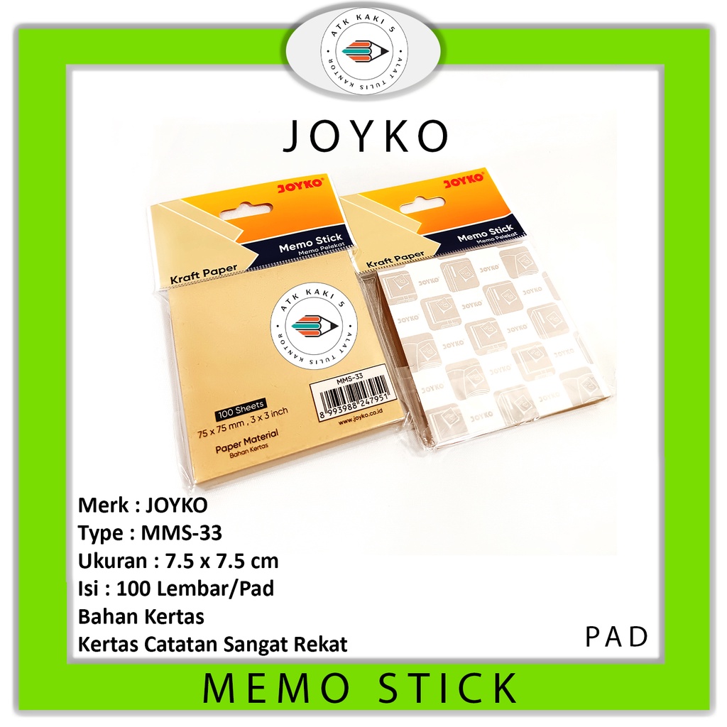 Jual JOYKO - Memo Stick MMS-33 Kertas Note Cokelat - Pad | Shopee Indonesia