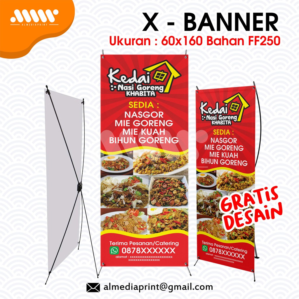Jual Cetak X - Banner Uk. 60x160 FF250 (GRATIS DESAIN) Indonesia|Shopee ...