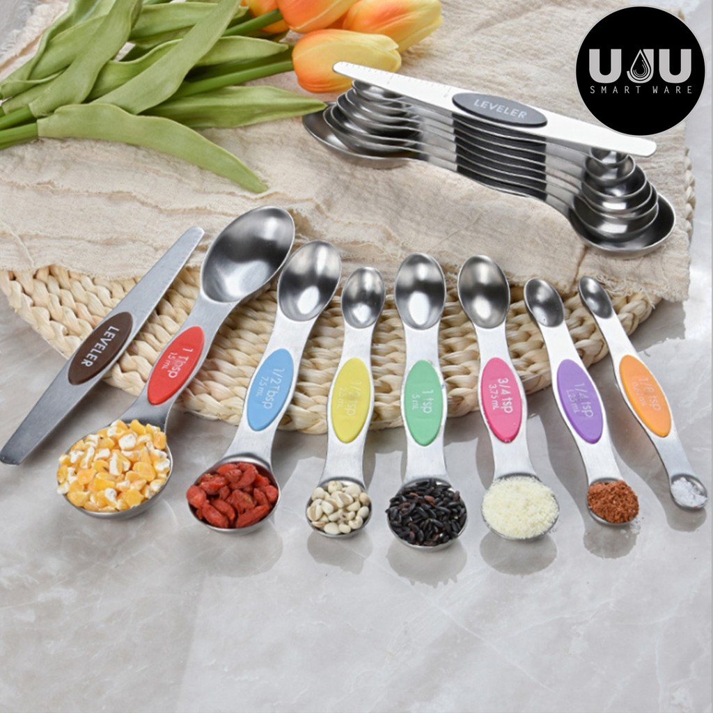 Jual 7 Set Sendok Ukur, Stainless Steel Dual Magnet Dua Sisi Mengukur ...