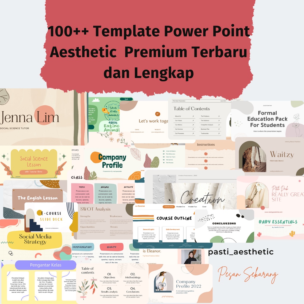 Jual 100+ Template PPT Power Point (Powerpoint) Aesthetic Premium ...