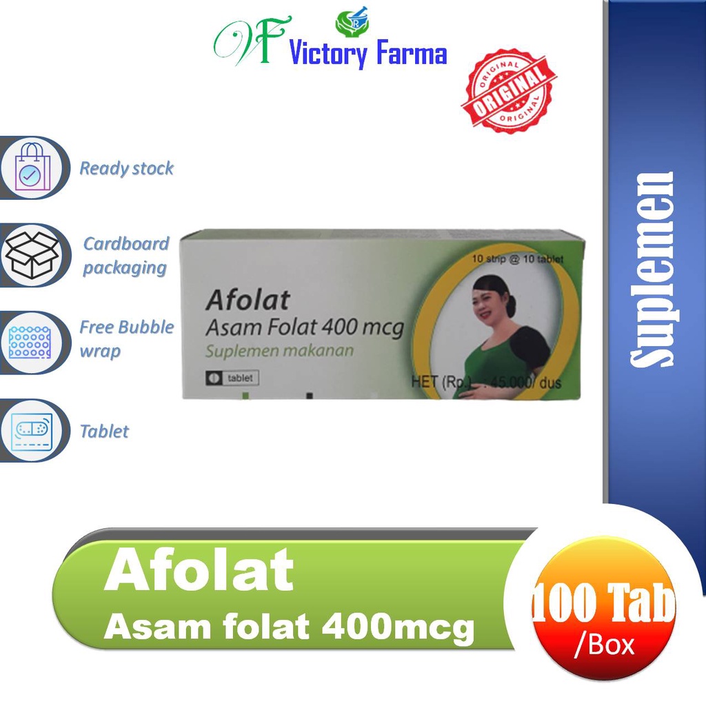 Jual Afolat 400mcg Box 100 Tablet / Asam Folat Indonesia|Shopee Indonesia