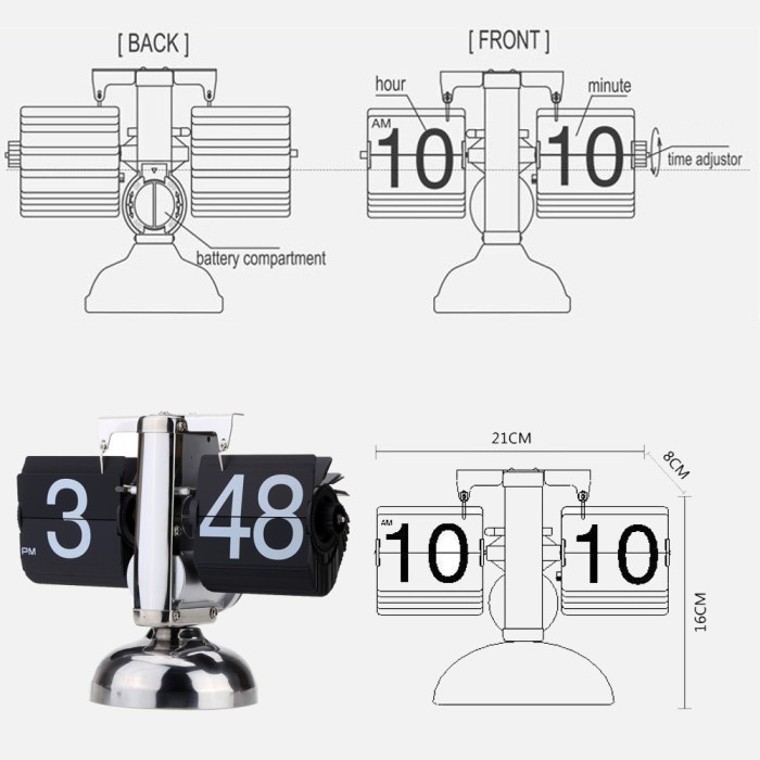 Jual Hadir Vintage Retro Table Flip Clock Desk Jam Meja Klasik Kamar ...