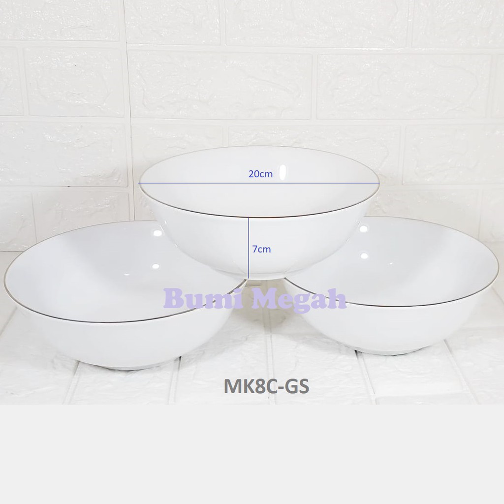 Jual Mangkok makan keramik | Mangkok keramik 8inch lis mas MK8C-GS 3pcs ...