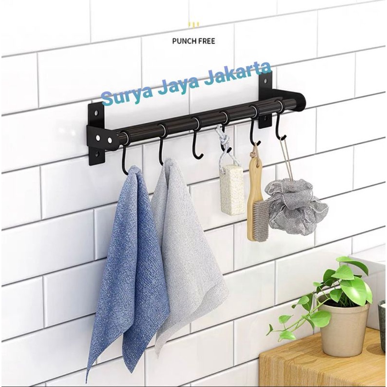 Jual Gantungan dapur stainless hitam 60 cm 1 pipa / Gantungan panci 60 ...