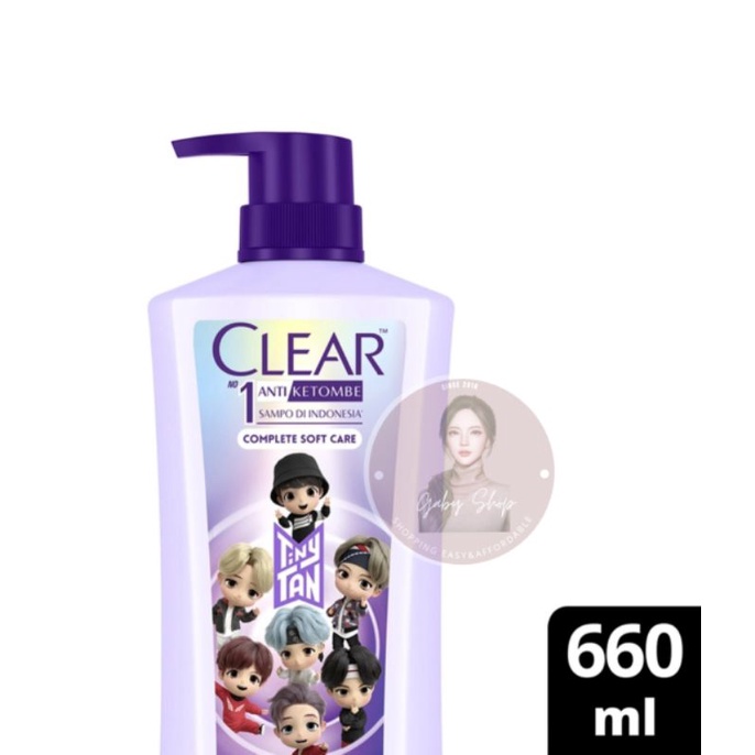 Jual CLEAR SHAMPO ANTI DANDRUFF COMPLETE SOFT CARE TINY TAN BTS 660 ML ...