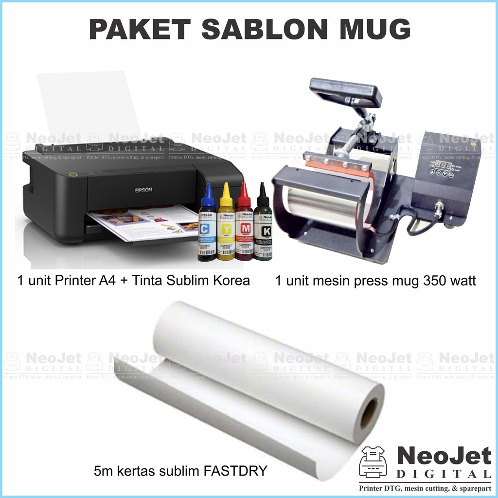 Paket Sablon Mug Murah Mesin Press Mug Printer Epson A4 Tinta Sublim ...