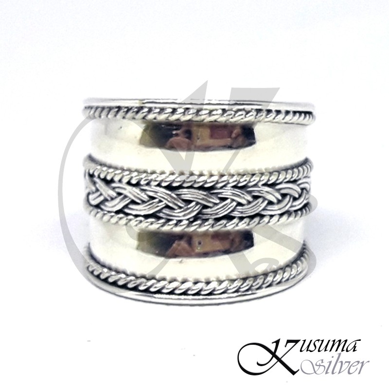 Jual Cincin Ring Perak Silver Bali Lebar Plintir Kepang Asli 925 Pria ...