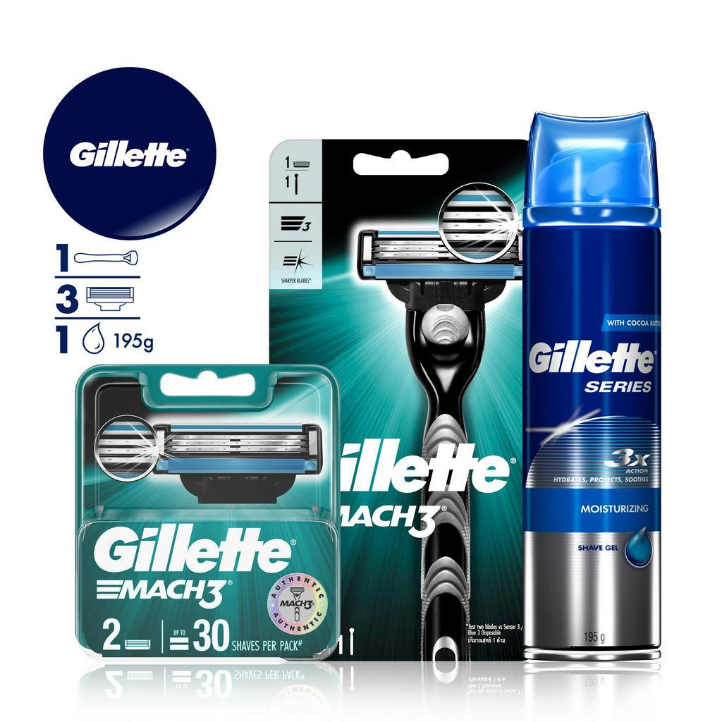 Jual Gillette Paket Alat Cukur Mach 3 Razor + 2 Pisau Cukur Isi Ulang ...