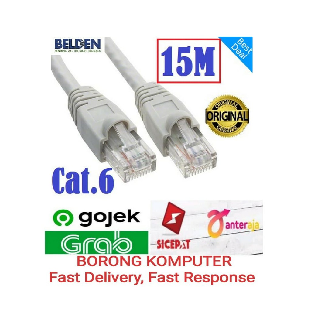 Jual Belden UTP 15M Cat6 Kabel LAN 15 Meter Original USA Gigabit Siap Pakai | Shopee Indonesia
