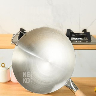 Jual Wajan Stainless steel Ganom Gagang panjang satu Seasoning wajan kuali nasi goreng | Shopee ...