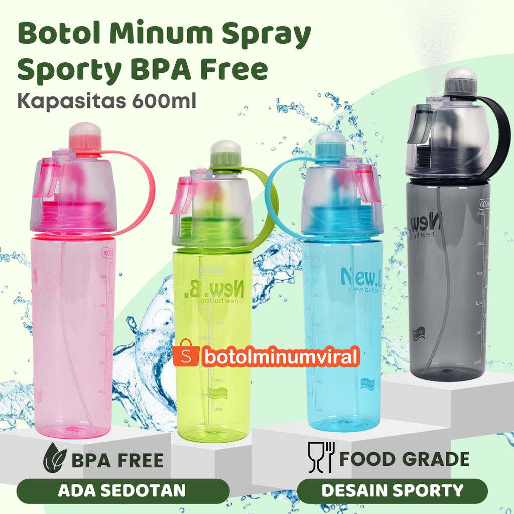 Jual Botol Minum Sporty Spray Water Botol Minum Semprot 600ml Botol ...