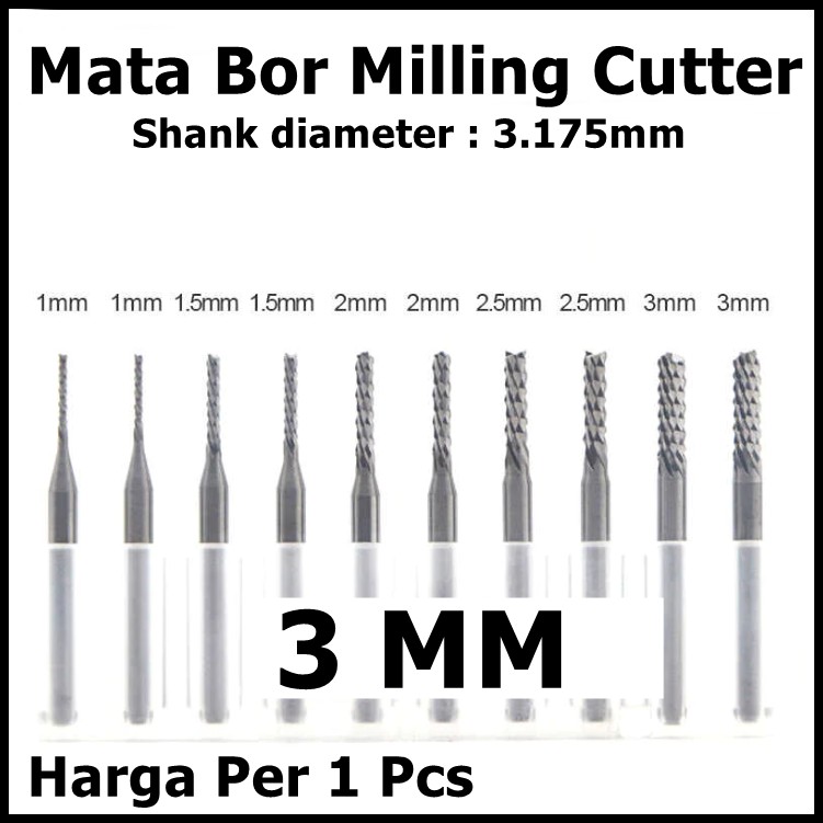 Jual Mata bor PCB milling cutter 3mm 3 mm Titanium coated CNC Router ...