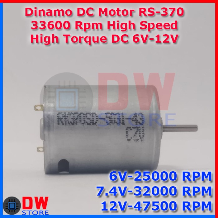Jual Dinamo DC Motor RS370 RS 370 33600 Rpm High Speed Torque DC 6V-12V ...