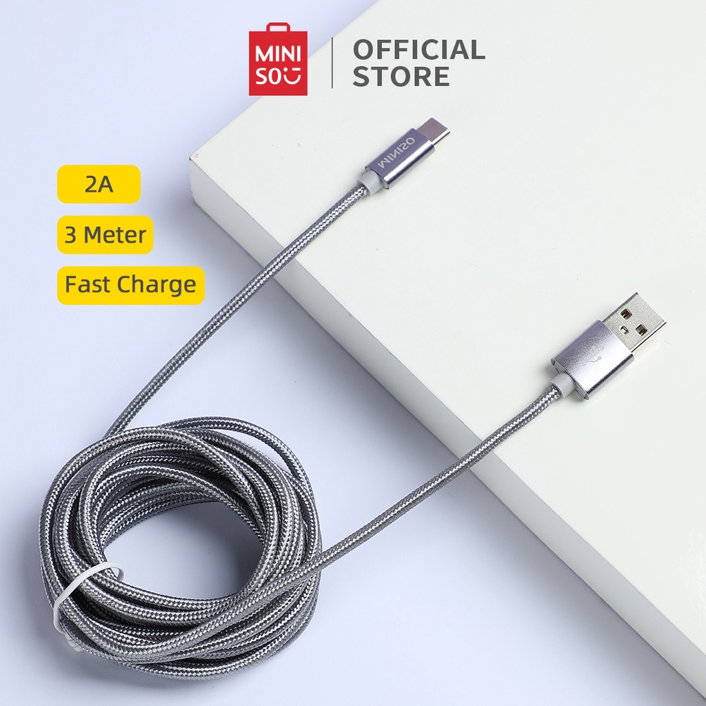 Jual MINISO Electric Kabel Data Type-C 2A 3 Meter Sangat Panjang ...