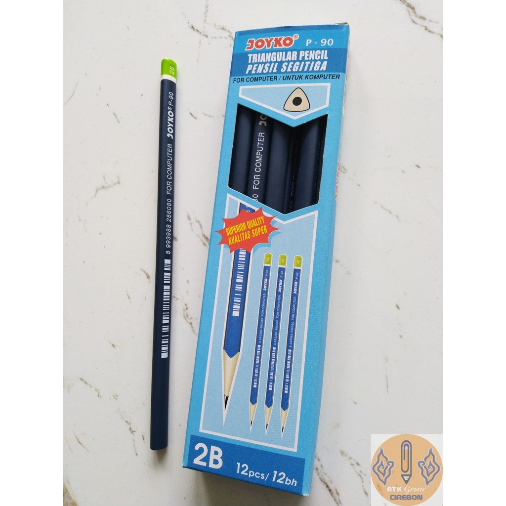 Jual Pensil Joyko P-90 Pencil 2B Computer Triangular 1 Pack isi 12 Pcs ...
