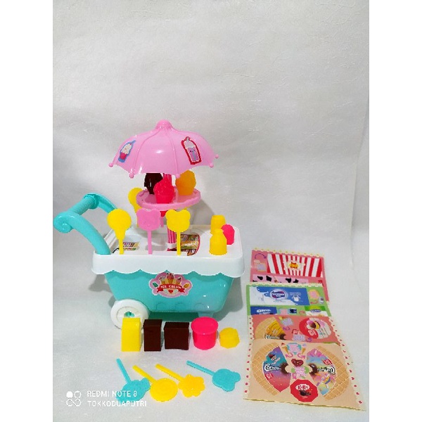 Jual mainan ice cream gerobak set candy trolly ukuran sedang | Shopee ...
