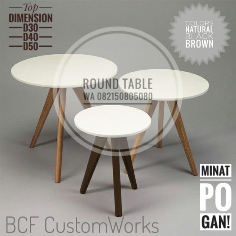 Jual meja bulat minimalis side table keren knockdown Indonesia|Shopee ...