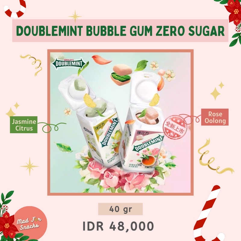 Jual Doublemint Bubble Gum Zero Sugar (Jasmine Citrus/ Rose Oolong ...