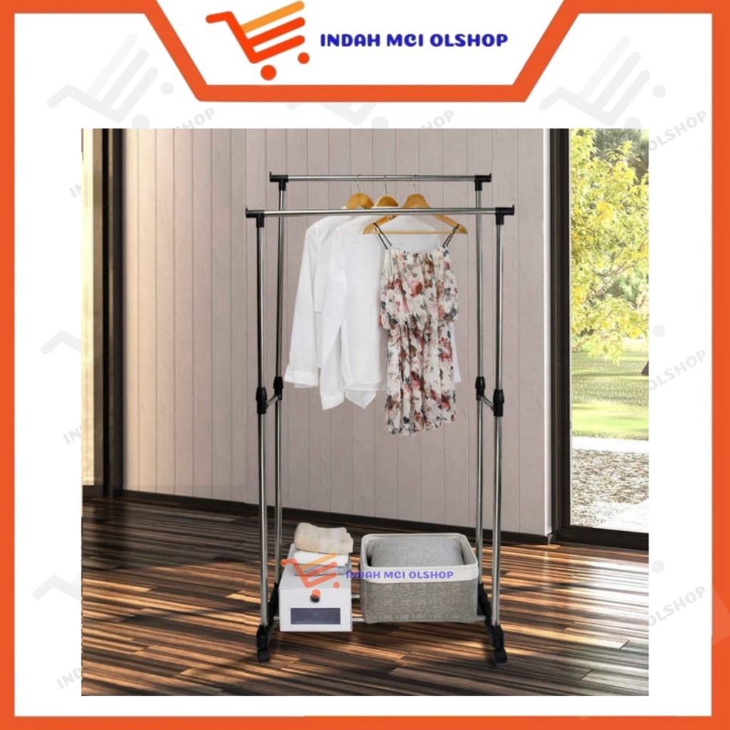 Jual RAK GANTUNG BAJU DOUBLE 2 SISI / DOUBLE ROD RACK STAND HANGER ...
