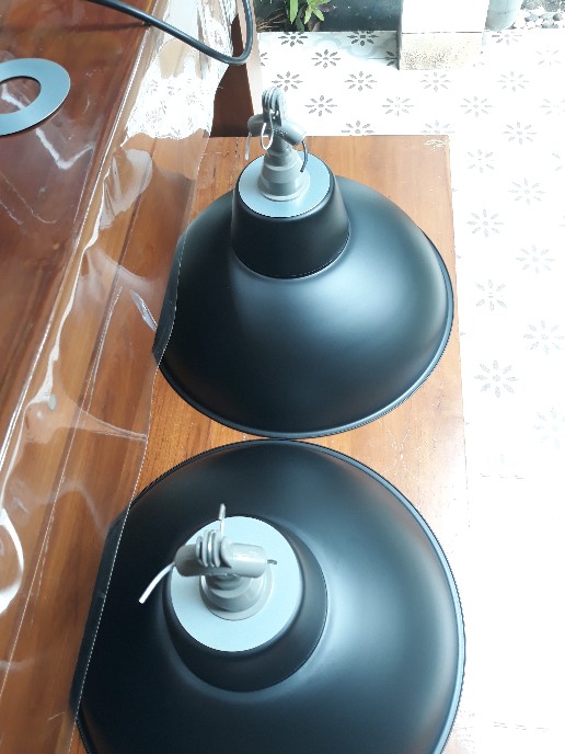 Kap Lampu Gantung Industri Hitam Stainless Fitting E27 40cm 40 cm 16inci 16 inci | Shopee Indonesia