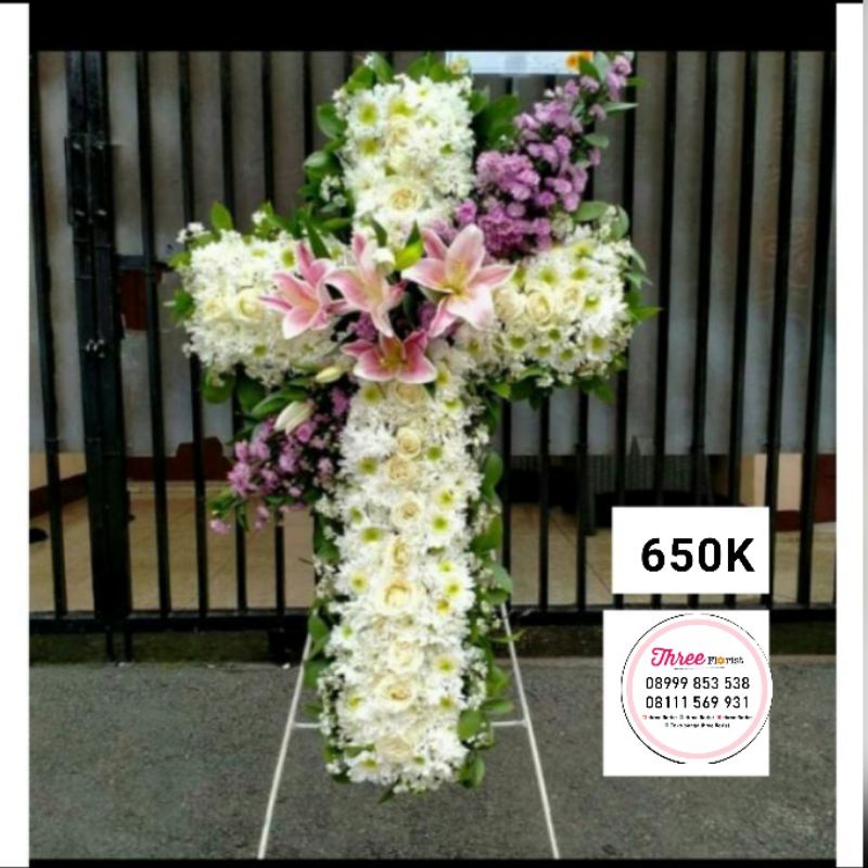 Jual bunga salib / karangan bunga salib / bunga salib duka cita / bunga ...