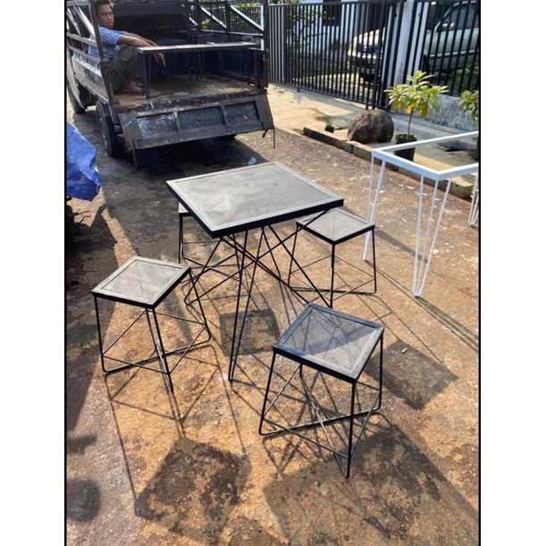 Jual Meja Kursi Cafe Coffee Shop Full Besi Outdoor | Shopee Indonesia