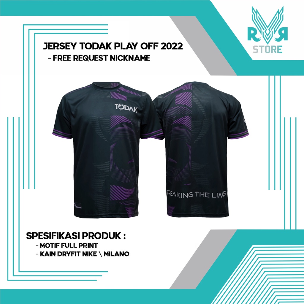 Jual JERSEY Team Todak 2022 playoff edition black purple (free request ...
