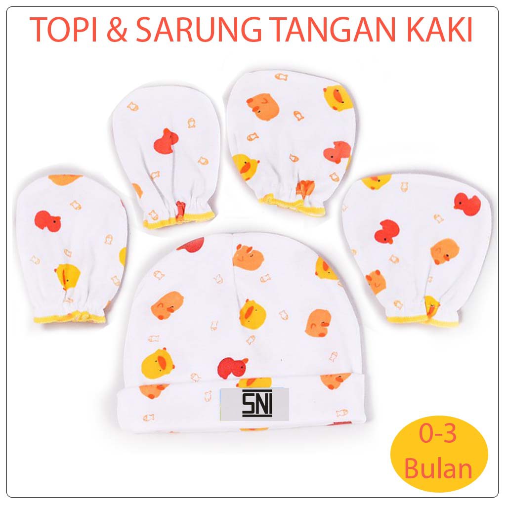 Jual 1 Set Topi Sarung Tangan Kaki Piyo Bebek Perlengkapan Bayi Baru ...