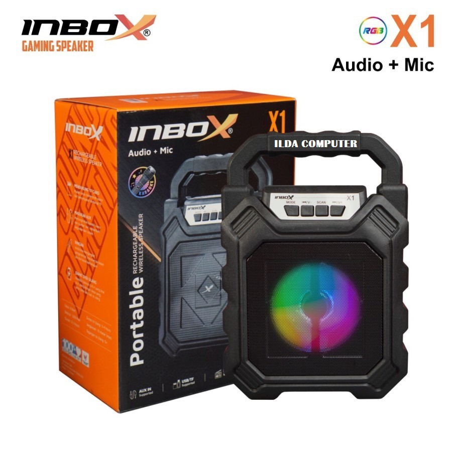 Jual SPEAKER INBOX X1 KARAOKE PORTABLE BLUETOOTH WIRELESS + MIC MURAH ...