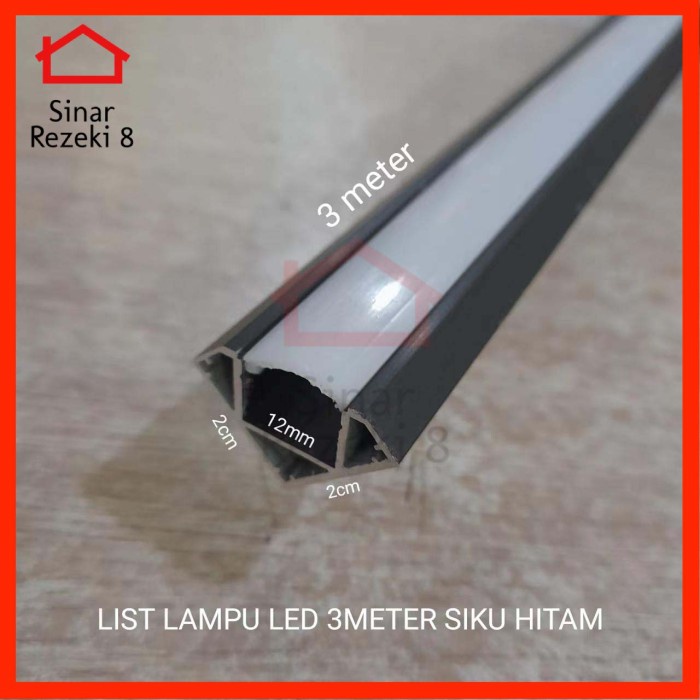 Jual List Lampu LED Strip HITAM Siku / Rumah Lis Cover Aluminium Casing ...