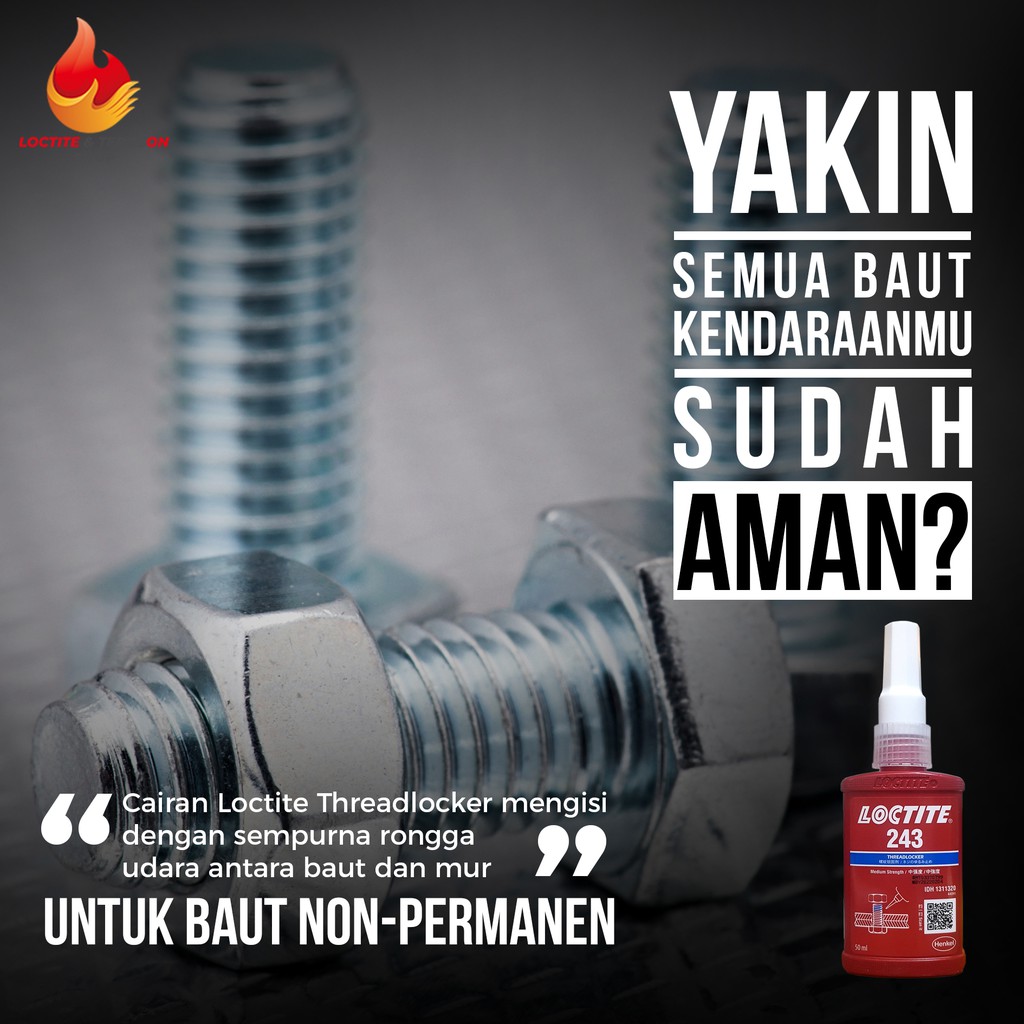 Jual LEM BAUT NON PERMANEN TAHAN PANAS DAN GETARAN LOCTITE THREADLOCKER ...