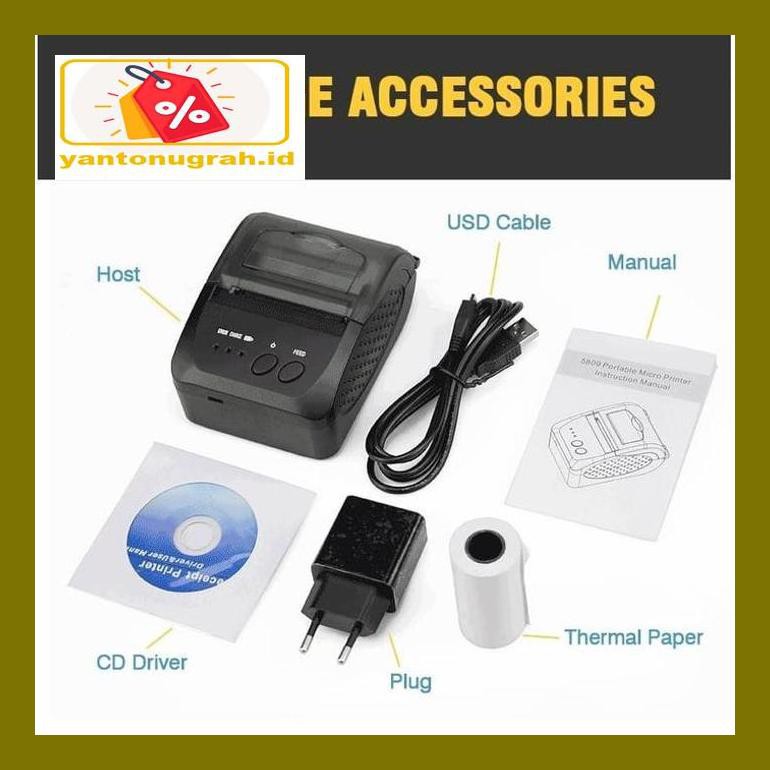 Jual Pt740Dpp Mini Portable Bluetooth Thermal Printer Kasir Original Zjiang Pos 5809 Pt0P8D6M ...