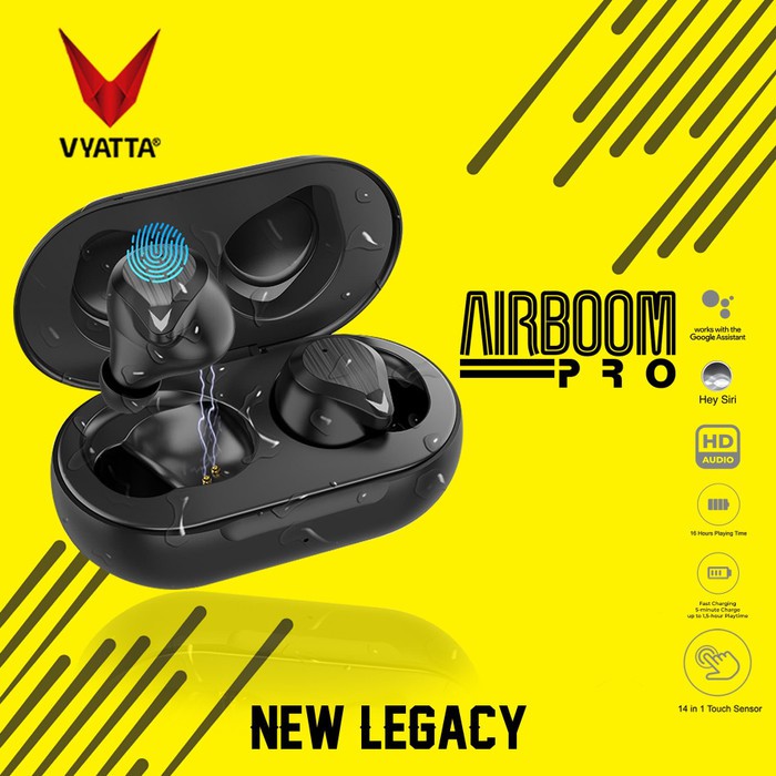 VYATTA AIRBOOM PRO TWS BLUETOOTH EARPHONE - Touch, HD, Long Battery ...