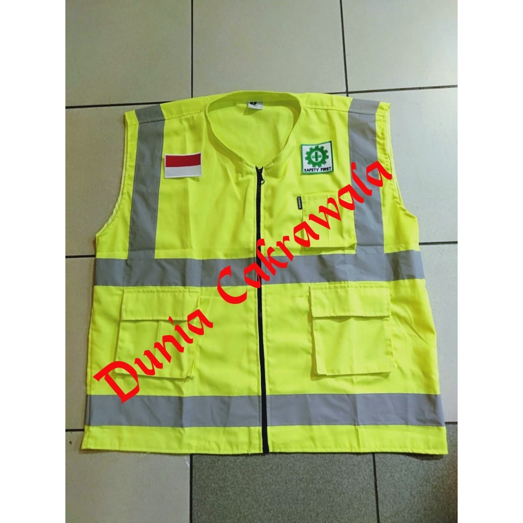 Jual Rompi Safety Bahan Drill Plus Logo K3 dan Logo Bendera / Rompi ...