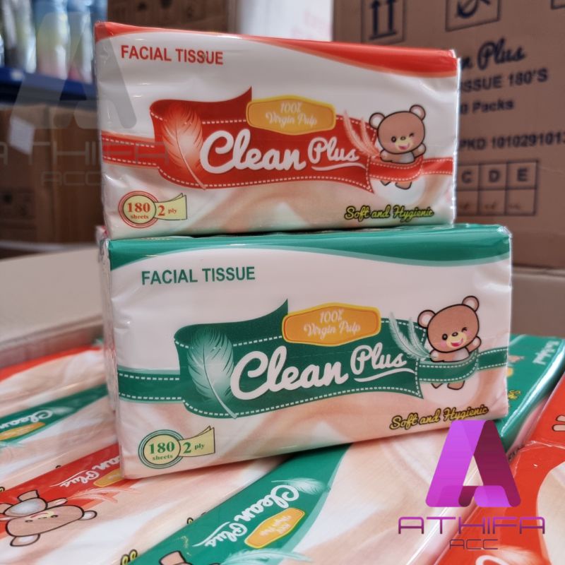 Jual CLEAN PLUS Tisu Tissue Wajah 180 Lembar 2 ply | Shopee Indonesia