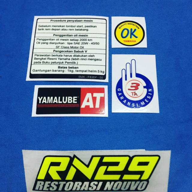 Jual Sticker panduan nouvo stiker garansi nouvo sticker warning yamaha ...