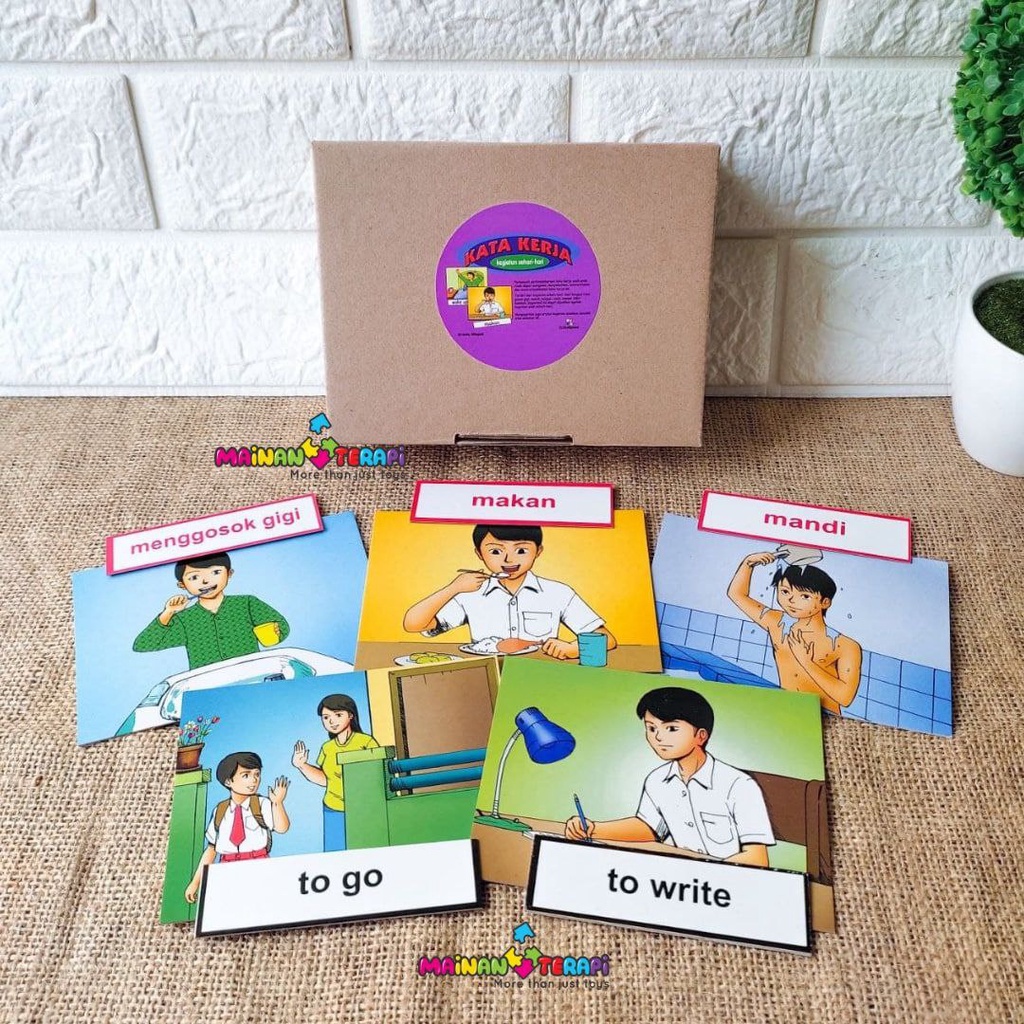 Jual Mainan Terapi IQ DEV Kartu Kata Kerja Anak Kartu Wicara ABK ...