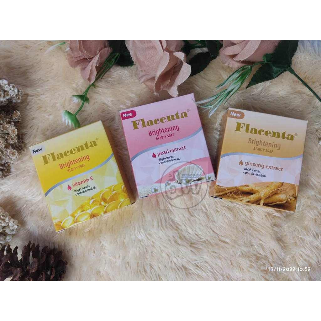 Jual SABUN PLACENTA / FLACENTA BRIGHTENING BEAUTY SOAP/ 80 GRAM ...