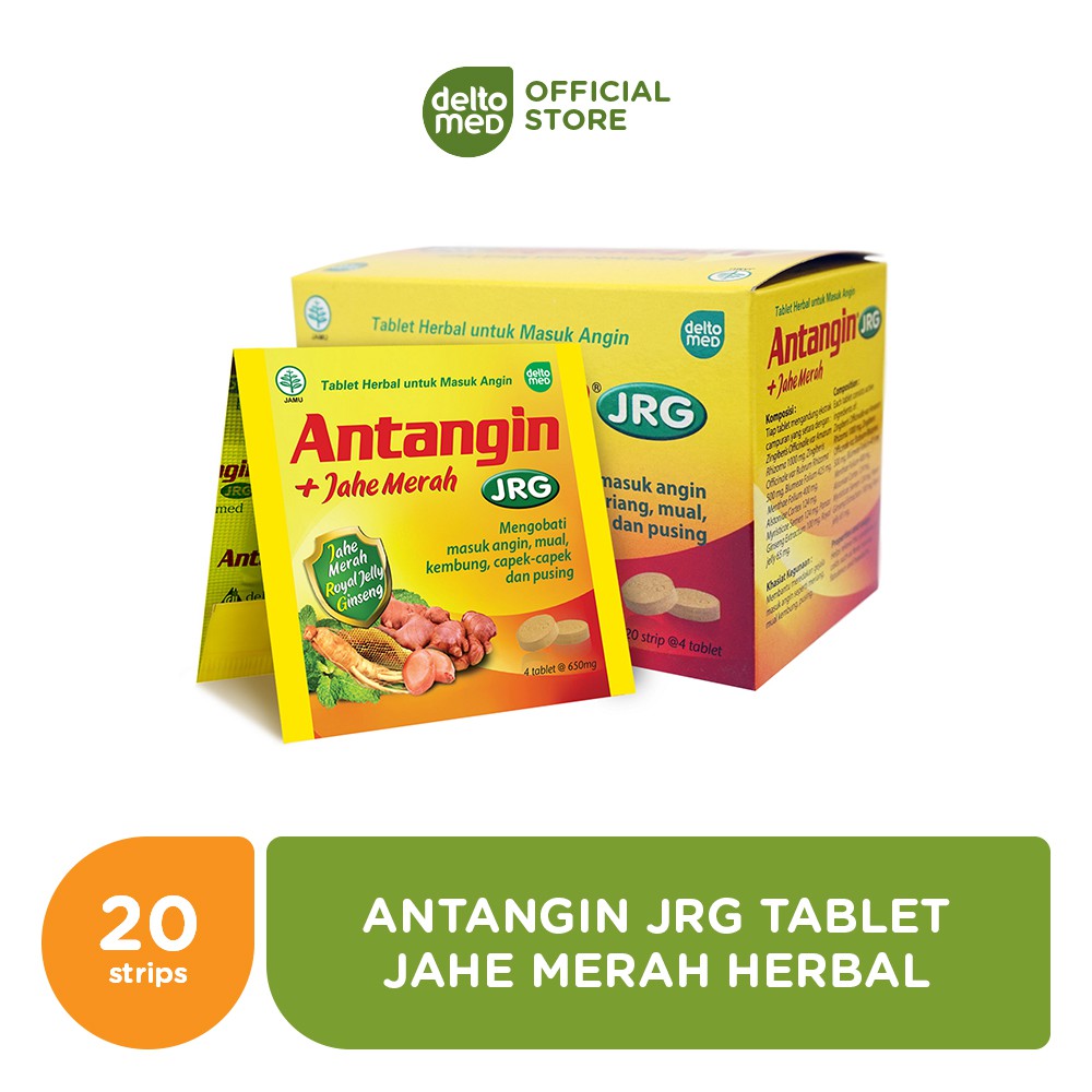 Antangin JRG Tablet + Jahe Merah Herbal Box (20 Strips isi 4 tab ...