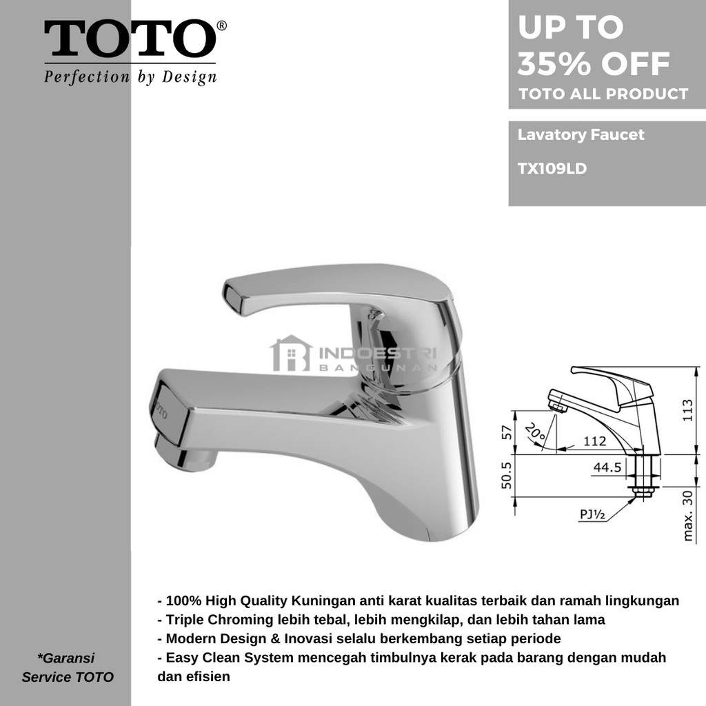 Jual Kran Wastafel TOTO TX109LD (Cold Only) | Shopee Indonesia