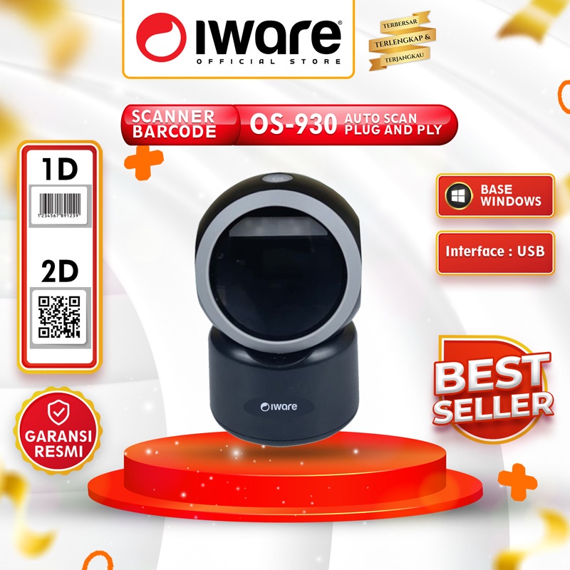 Jual BARCODE SCANNER OMNI IWARE OS-930 - OS 930 QR CODE-E-FAKTUR USB 2D dan 1D Responsif ...